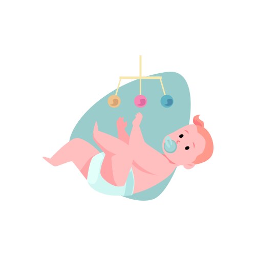 Cute baby boy in diaper and with pacifier lying Vector Image