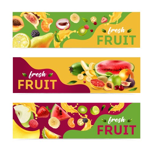 Fruit and fresh berry banner template set design Vector Image