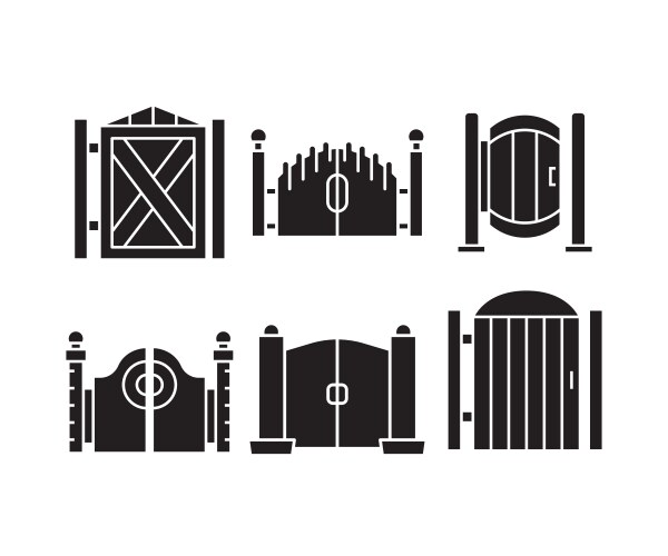 Gate and fence icons Royalty Free Vector Image