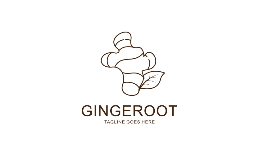 Ginger root logo round linear Royalty Free Vector Image