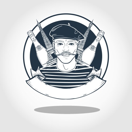 Hand drawn sketch french men Royalty Free Vector Image