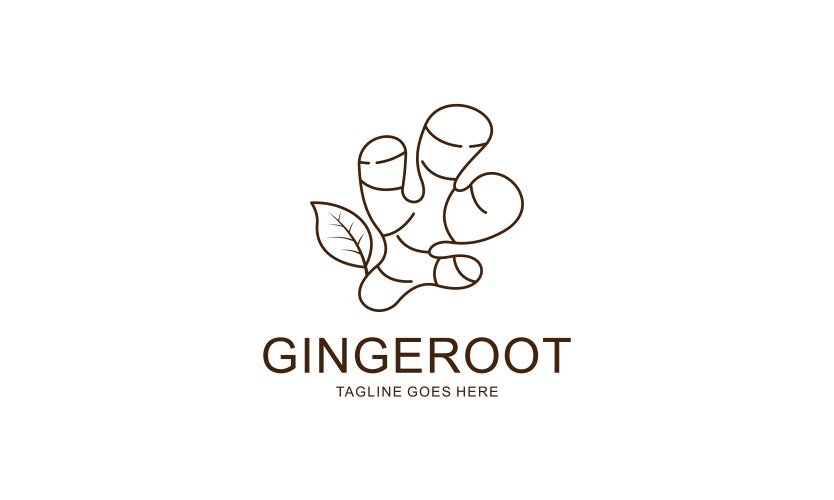 Ginger root logo round linear Royalty Free Vector Image