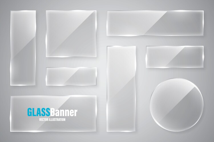 Transparent glass banners with color elements Vector Image