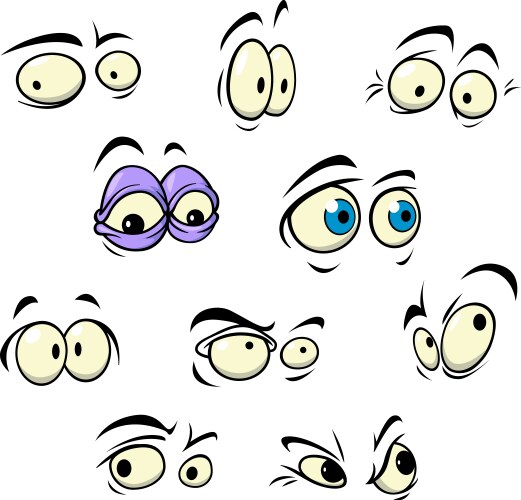 Cartoon funny eyes faces set Royalty Free Vector Image