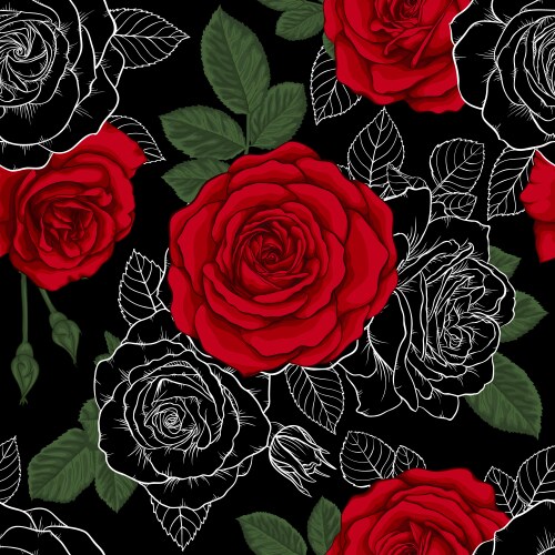 Horizontal seamless background with red roses Vector Image