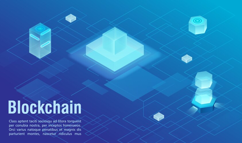 Blockchain digital technology abstract linked 3d Vector Image