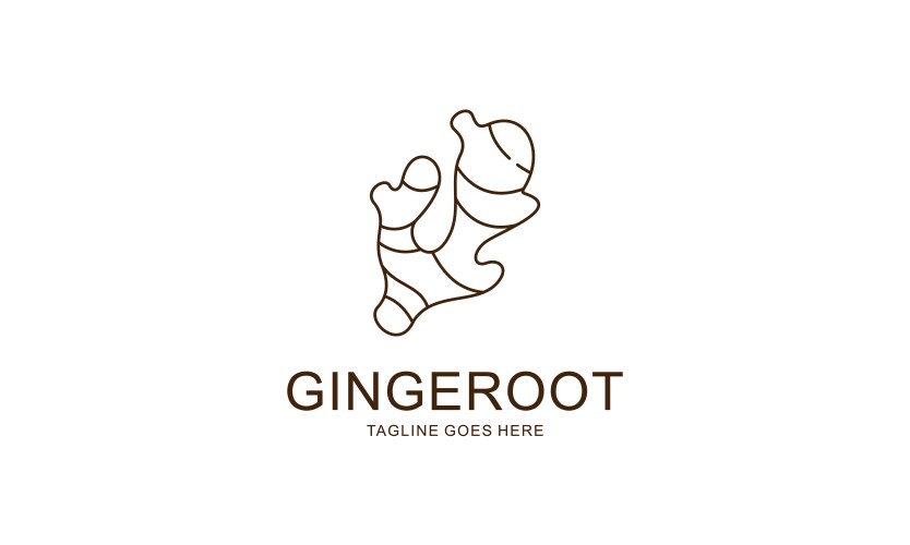 Ginger root logo round linear logo of ginger Vector Image