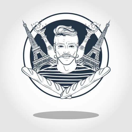 Hand drawn sketch french men Royalty Free Vector Image