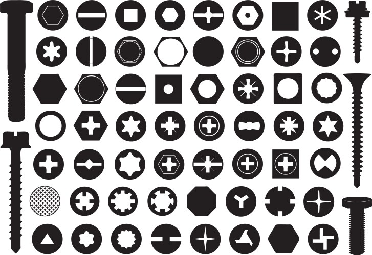 Screw head types Royalty Free Vector Image - VectorStock