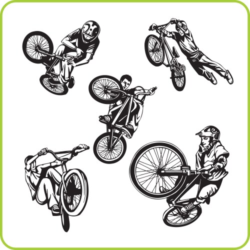 Bmx rider silhouettes Royalty Free Vector Image