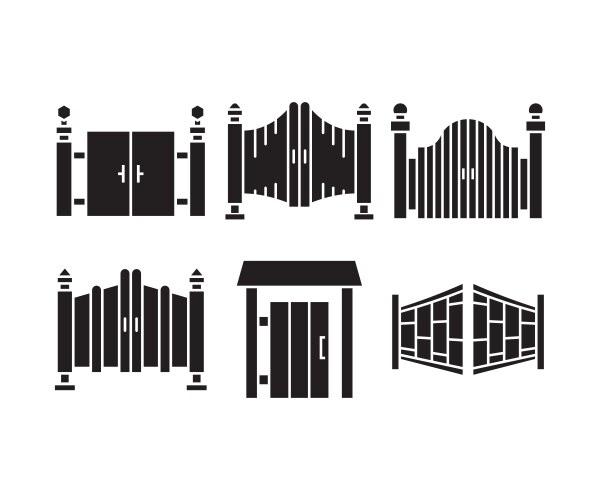 Gate and fence icons Royalty Free Vector Image