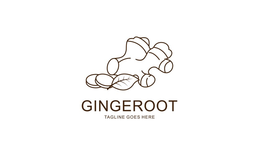 Ginger root logo round linear logo of ginger Vector Image