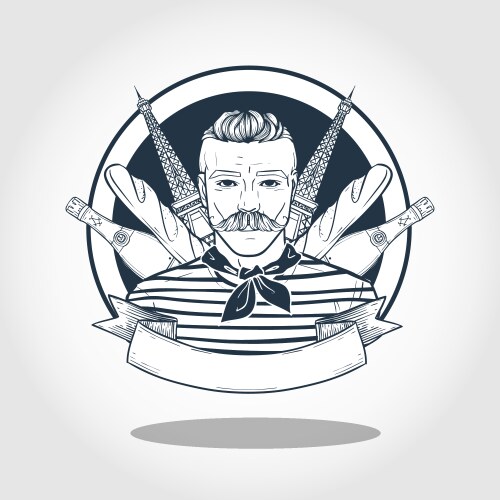 Hand drawn sketch french men Royalty Free Vector Image