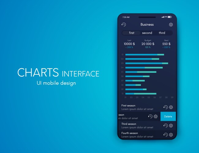 Blue mobile user interface design Royalty Free Vector Image