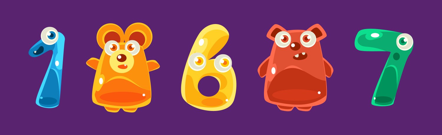 Anniversary numbers with cute animals set hippo Vector Image