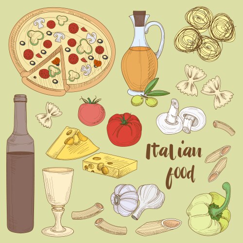 Italian food pattern Royalty Free Vector Image