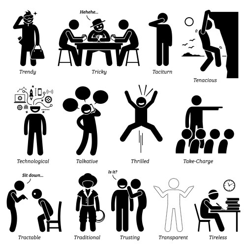 Neutral personalities character traits stick Vector Image