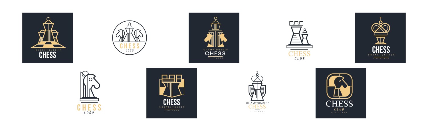 Chess championship logo and label design Vector Image
