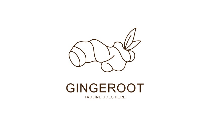 Ginger root logo round linear logo of ginger Vector Image