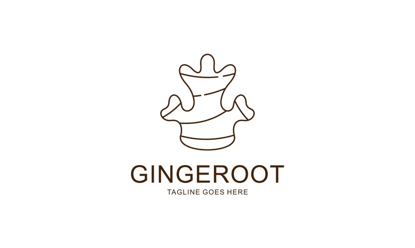 Ginger root logo round linear logo of ginger Vector Image
