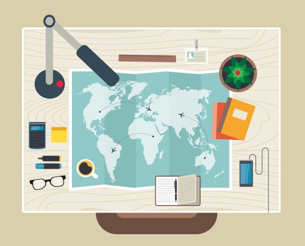 Office interior top view Royalty Free Vector Image