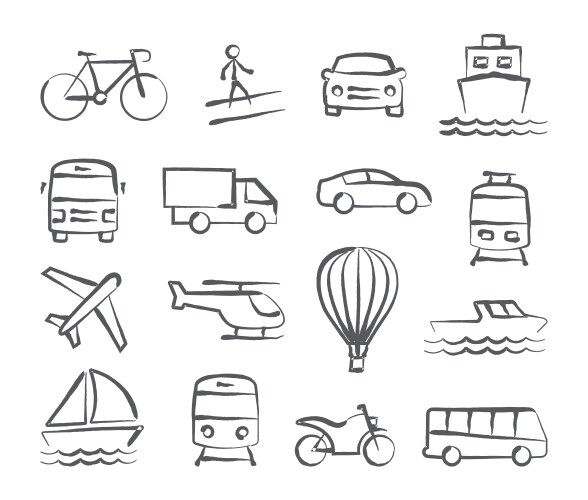Cute cartoon doodle outline city transport Vector Image