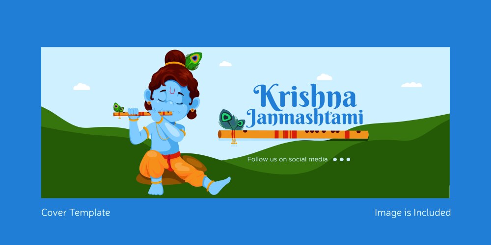 Krishna janmashtami cover page design Royalty Free Vector