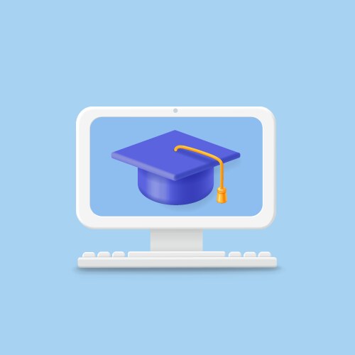 Graduation Cap Displaying On A Computer Monitor Vector Image