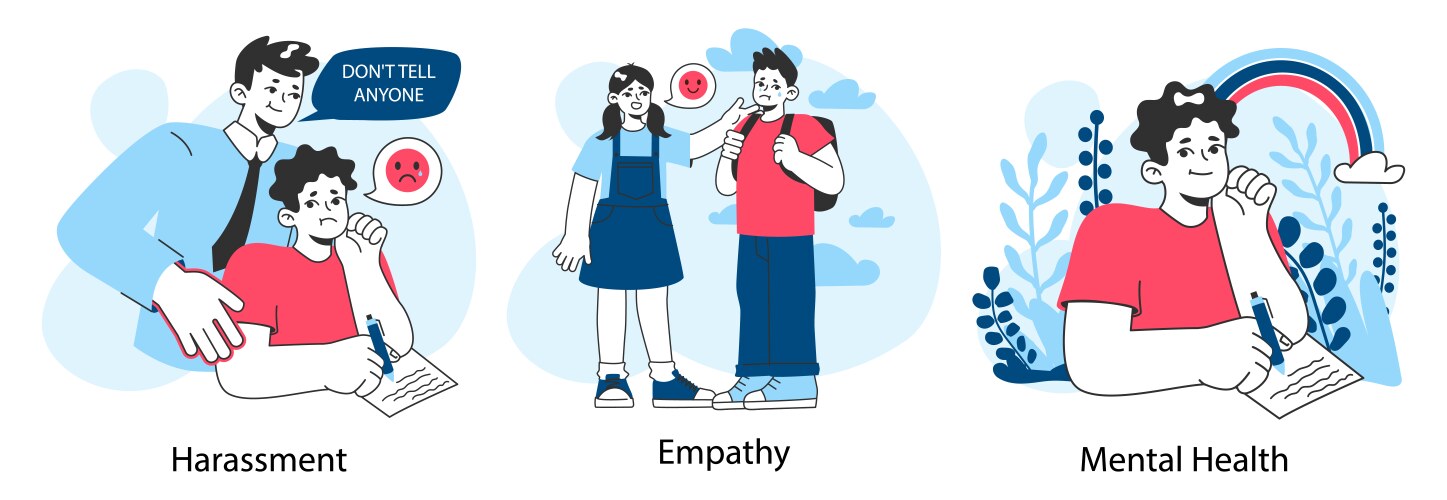 School bullying upset victim being bullied and Vector Image