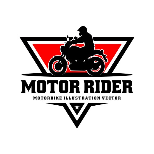 Biker riding motorcycle logo Royalty Free Vector Image