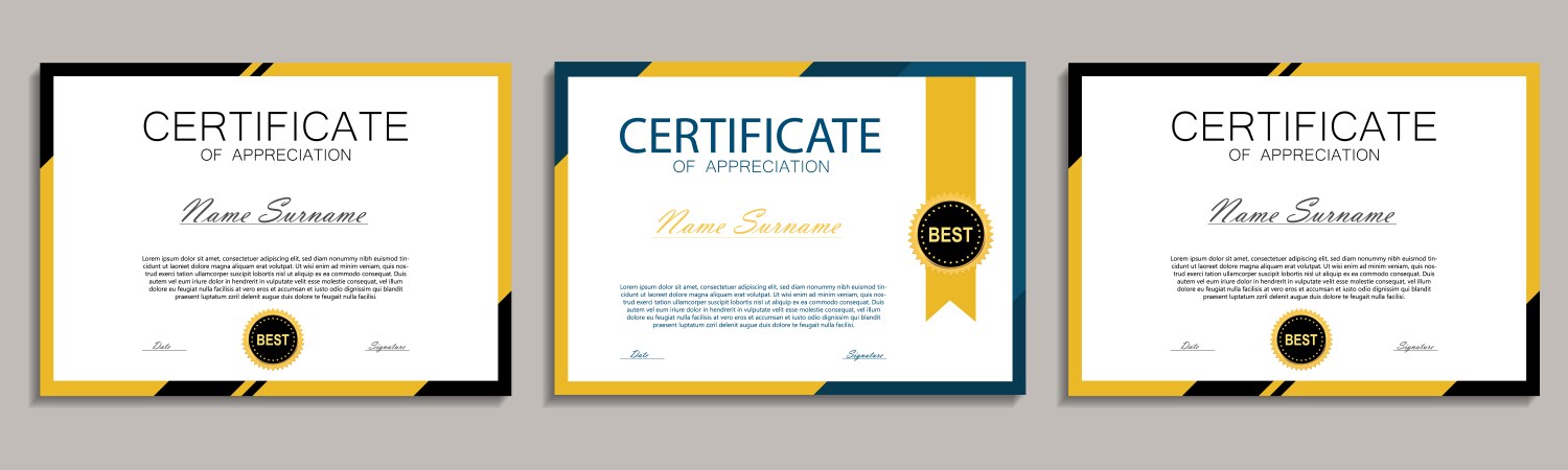 Certificate of achievement design template set Vector Image