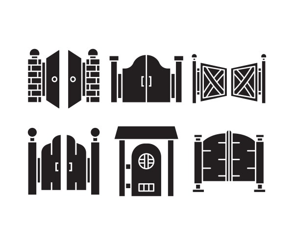 Gate and fence icons Royalty Free Vector Image