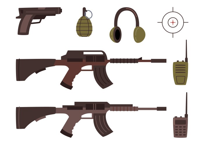 Military equipment on the map Royalty Free Vector Image