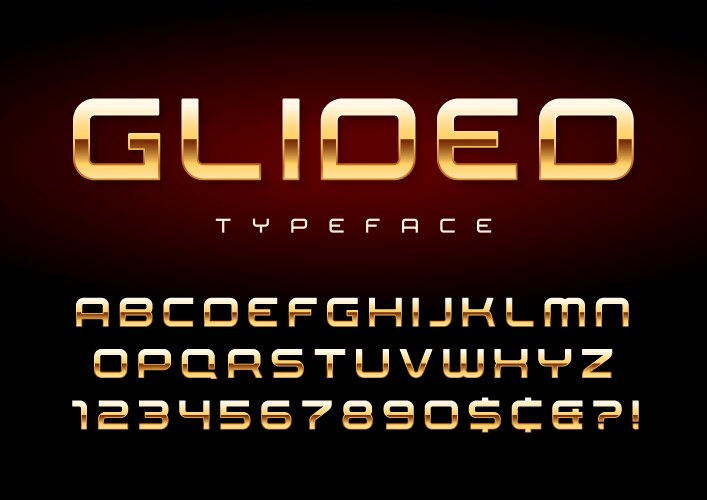 Golden glossy font on black Royalty Free Vector Image