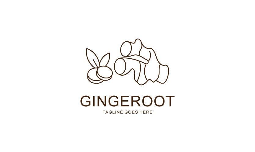 Ginger root logo round linear logo of ginger Vector Image
