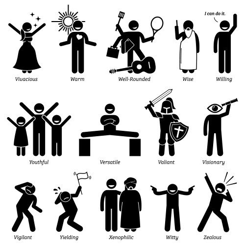 Neutral personalities character traits stick Vector Image