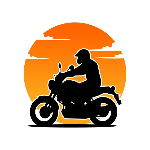 Biker riding motorcycle logo Royalty Free Vector Image