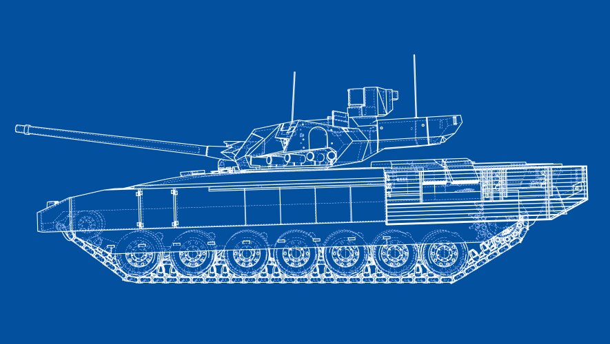 Blueprint of realistic tank Royalty Free Vector Image