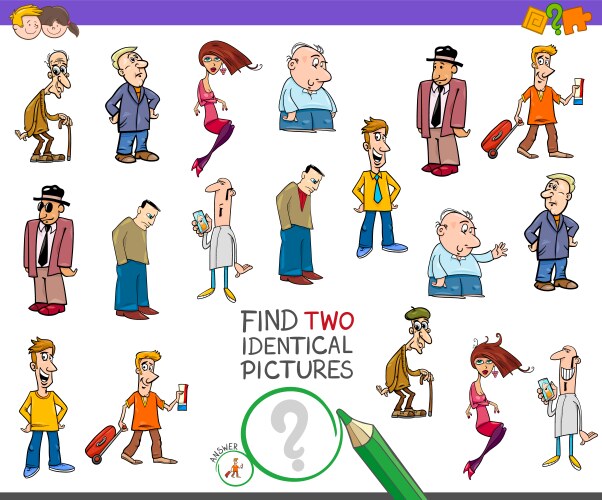 Find same picture game cartoon Royalty Free Vector Image