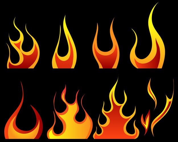 Fire patterns set Royalty Free Vector Image - VectorStock