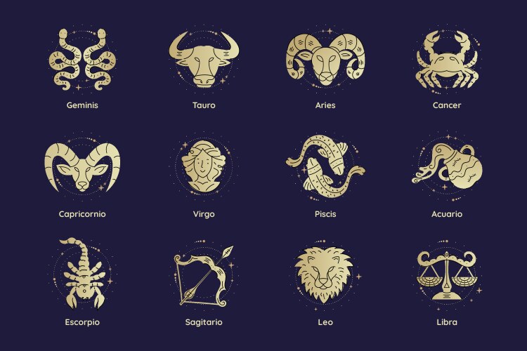 Gradient zodiac sign collection Royalty Free Vector Image