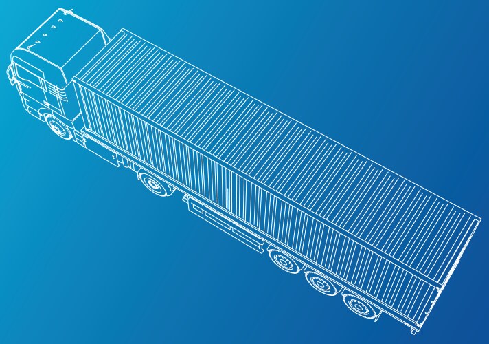Cargo truck trailer abstract drawing wire-frame Vector Image