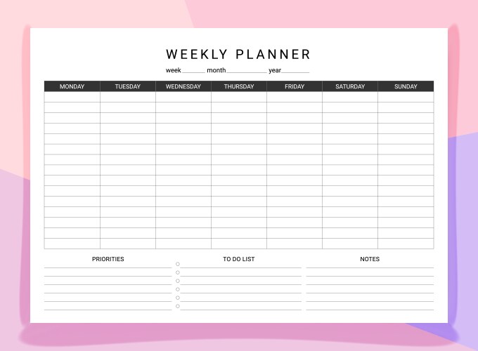 Minimalist daily planner template blank white Vector Image
