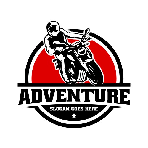 Biker riding motorcycle logo Royalty Free Vector Image