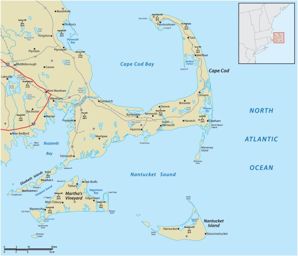 Cape cod administrative and political map usa Vector Image