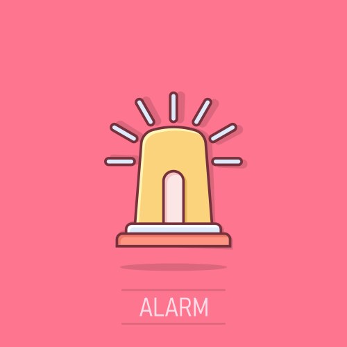 Emergency alarm icon in comic style alert lamp Vector Image