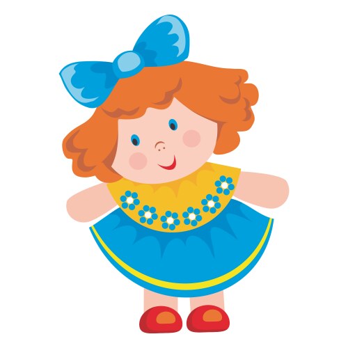 Cartoon girl doll Royalty Free Vector Image - VectorStock