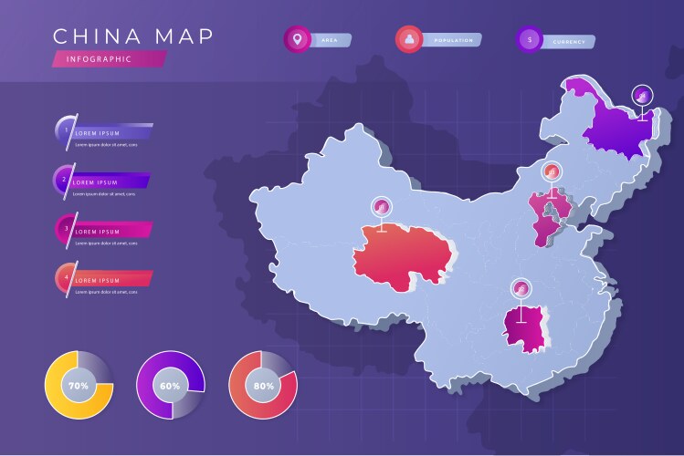 Gradient rome colorful map infographics Royalty Free Vector