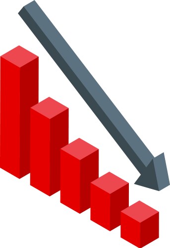 Red arrow chart showing economic crisis Royalty Free Vector