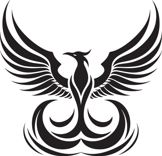 Cosmic rebirth badge black phoenix heraldry Vector Image